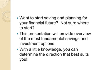 Saving & Investing For Beginners | PPSX