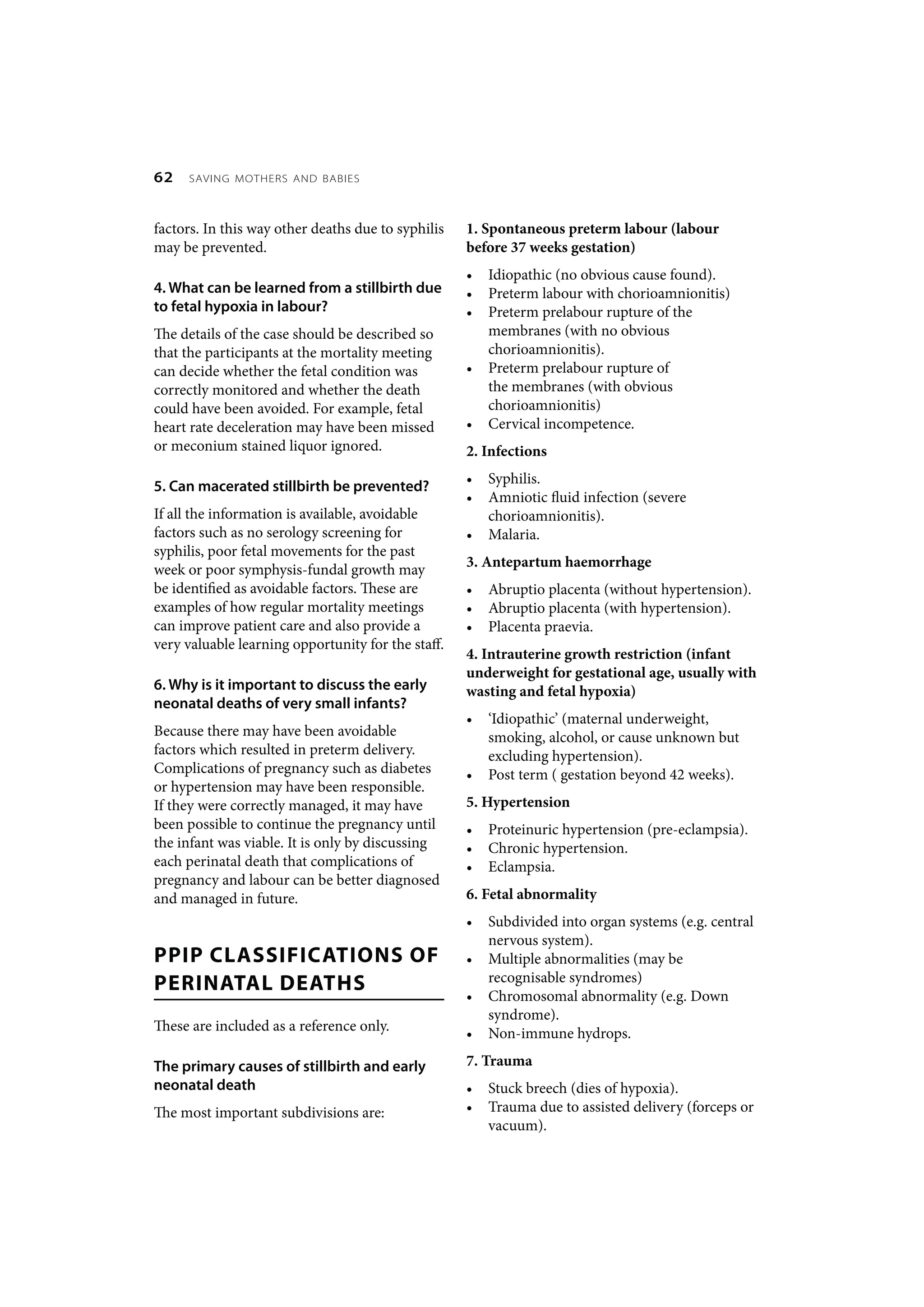 Saving Mothers and Babies: Maternal and perinatal mortality audits | PDF