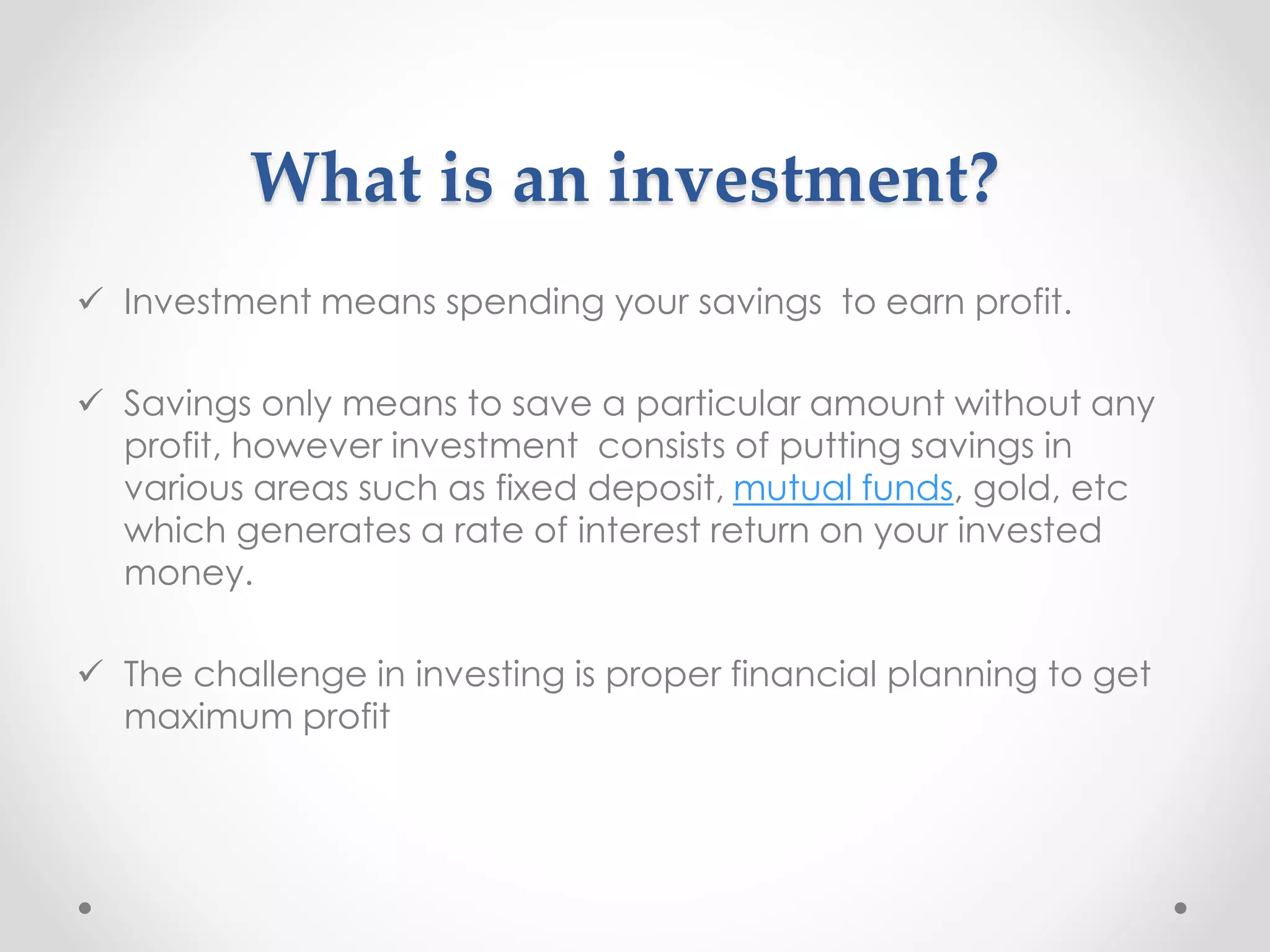 Savings vs investment | PPTX