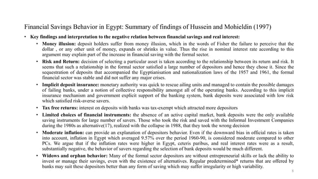 Savings, Financial Development and Economic Growth in Egypt Revisited | PPT