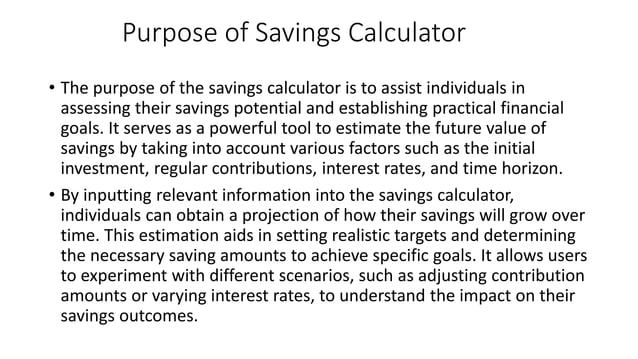 Savings Plan Calculator | PPT