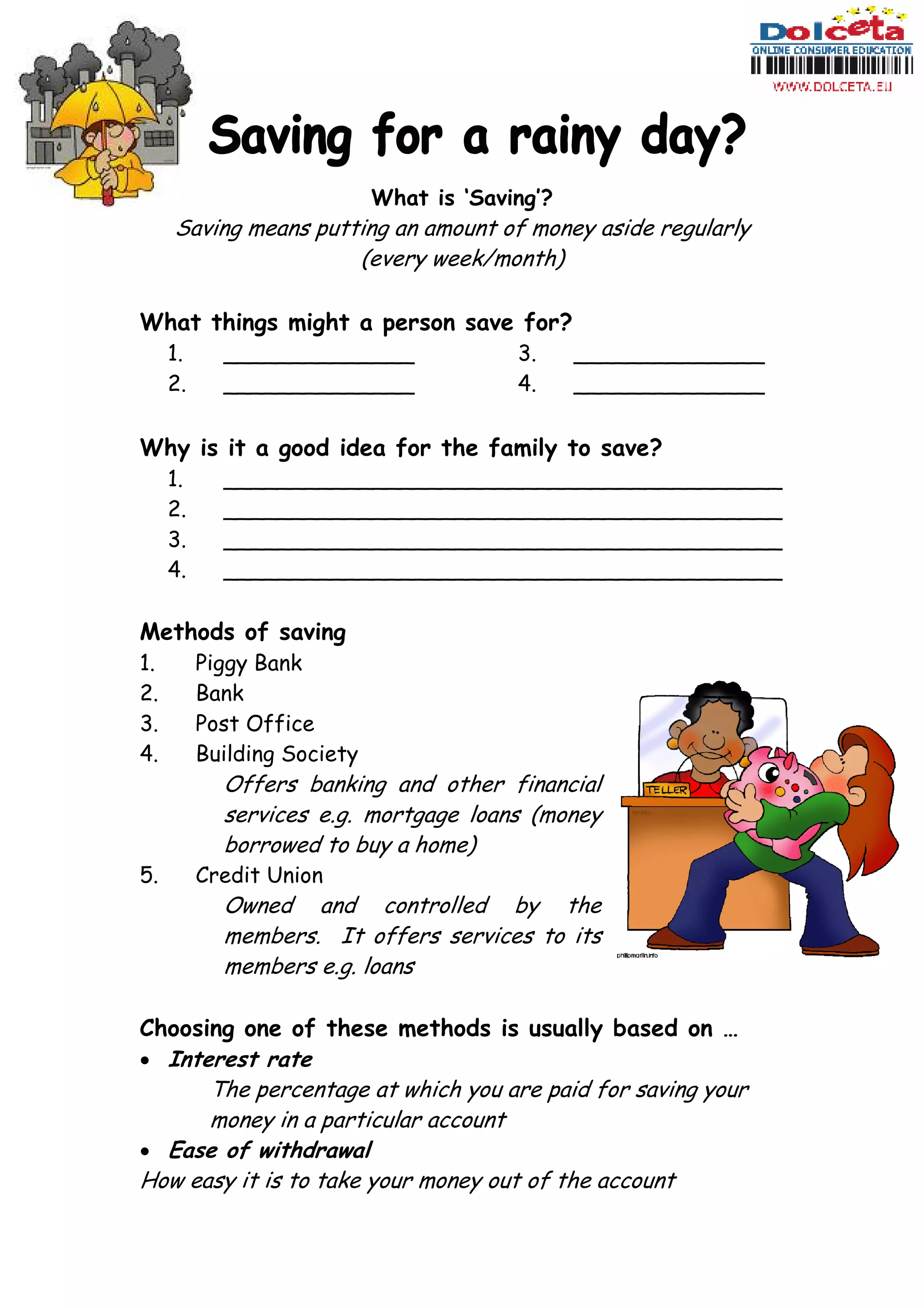 Savings worksheet | PDF