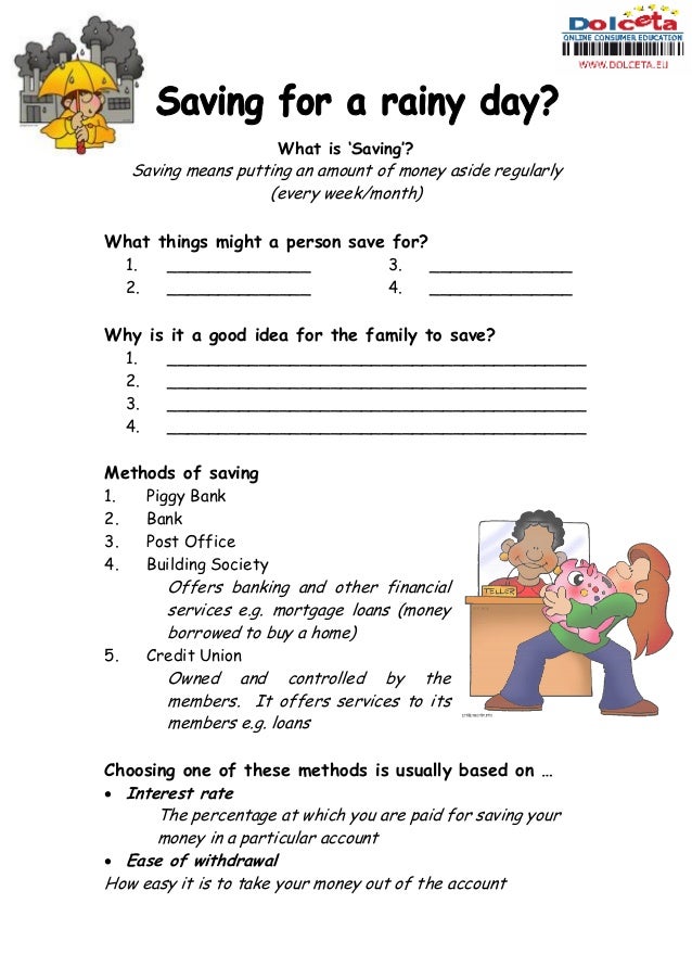 Savings Worksheet Savings Worksheet