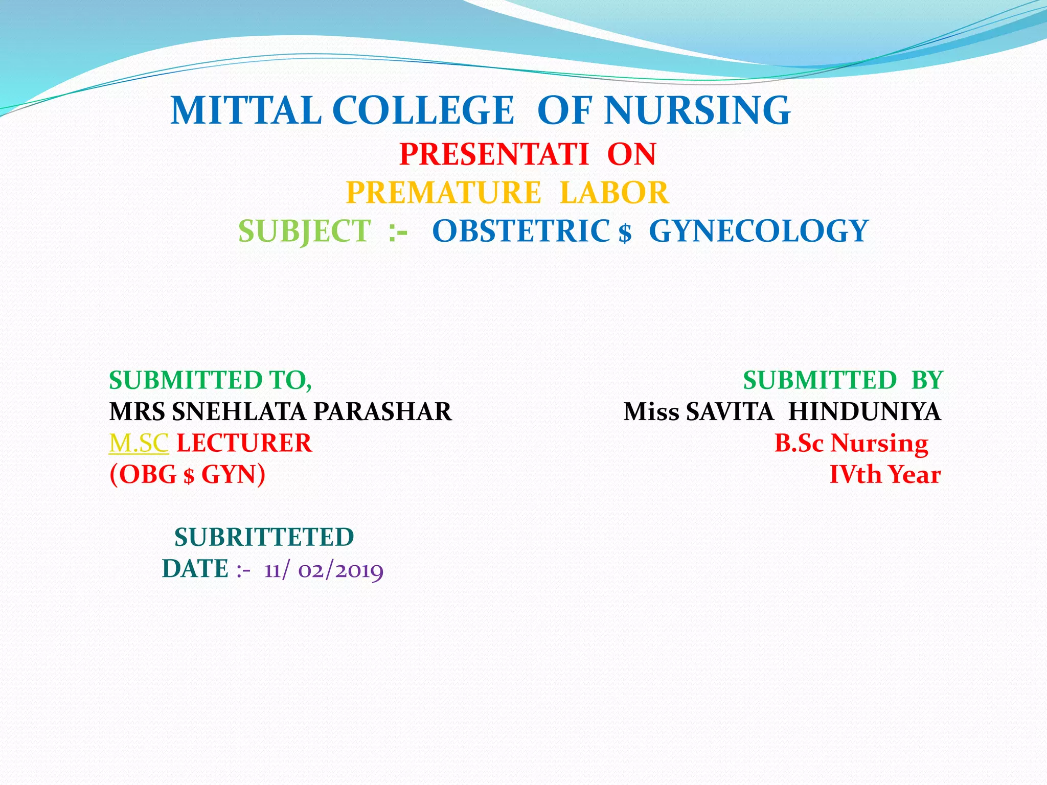 PREMATURE LABOR | PPTX