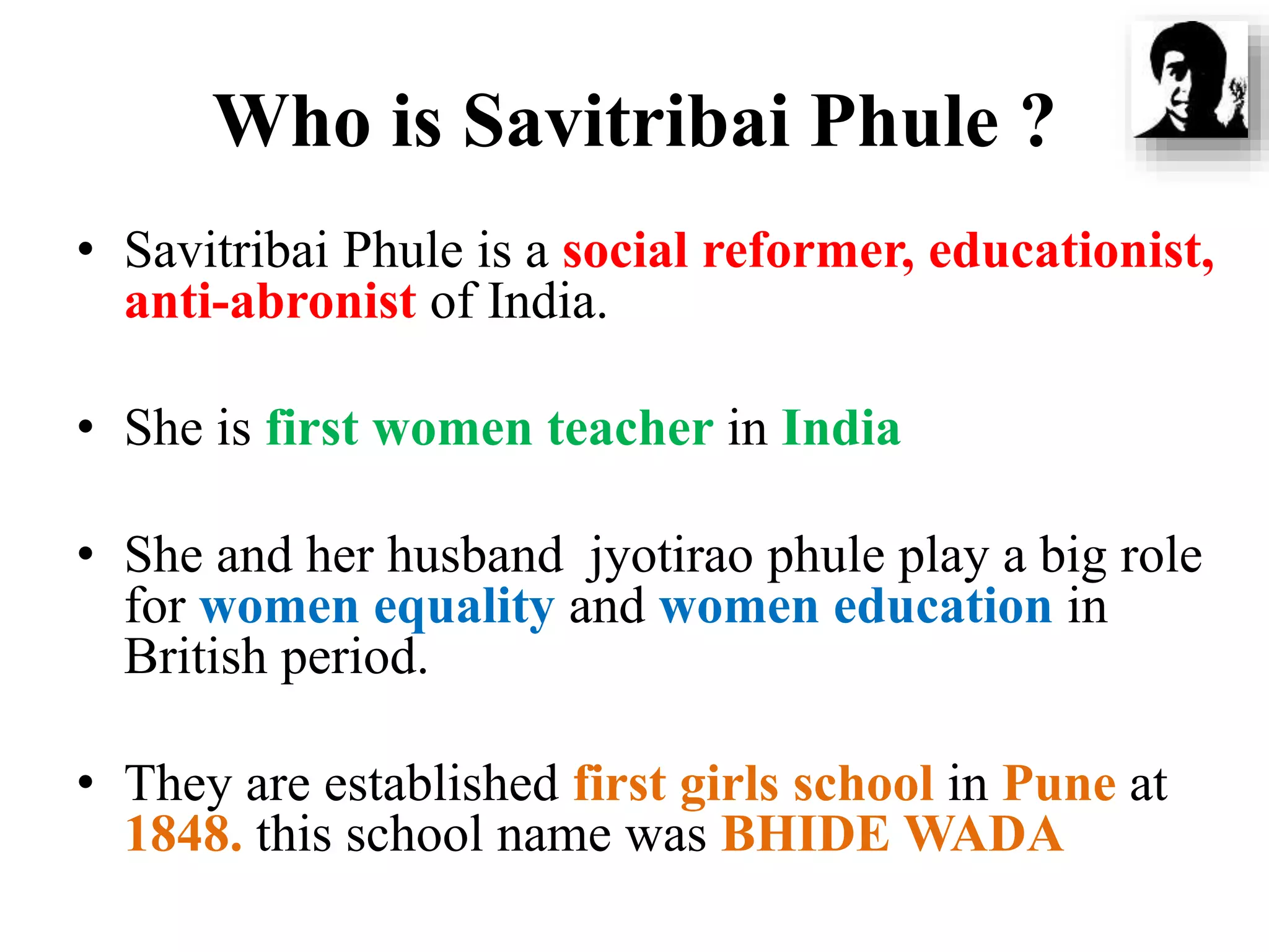 Contribution of Savitribai phule in Education | PPTX
