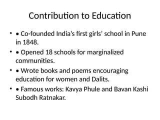 Savitribai_Phule -A pioneer of social reforms and women 's education | PPTX