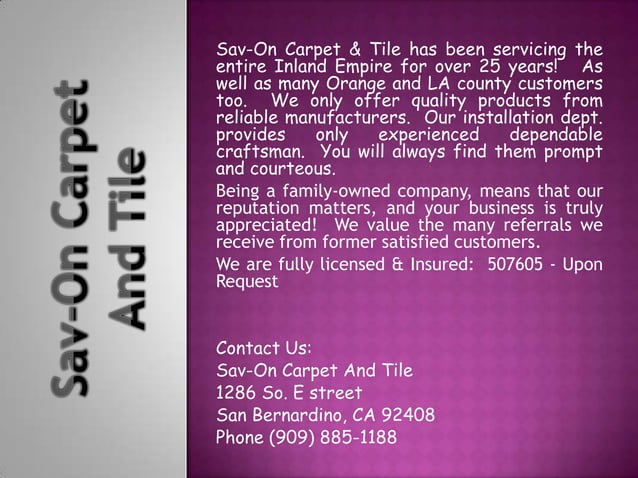 Savon carpet and tile | PPT