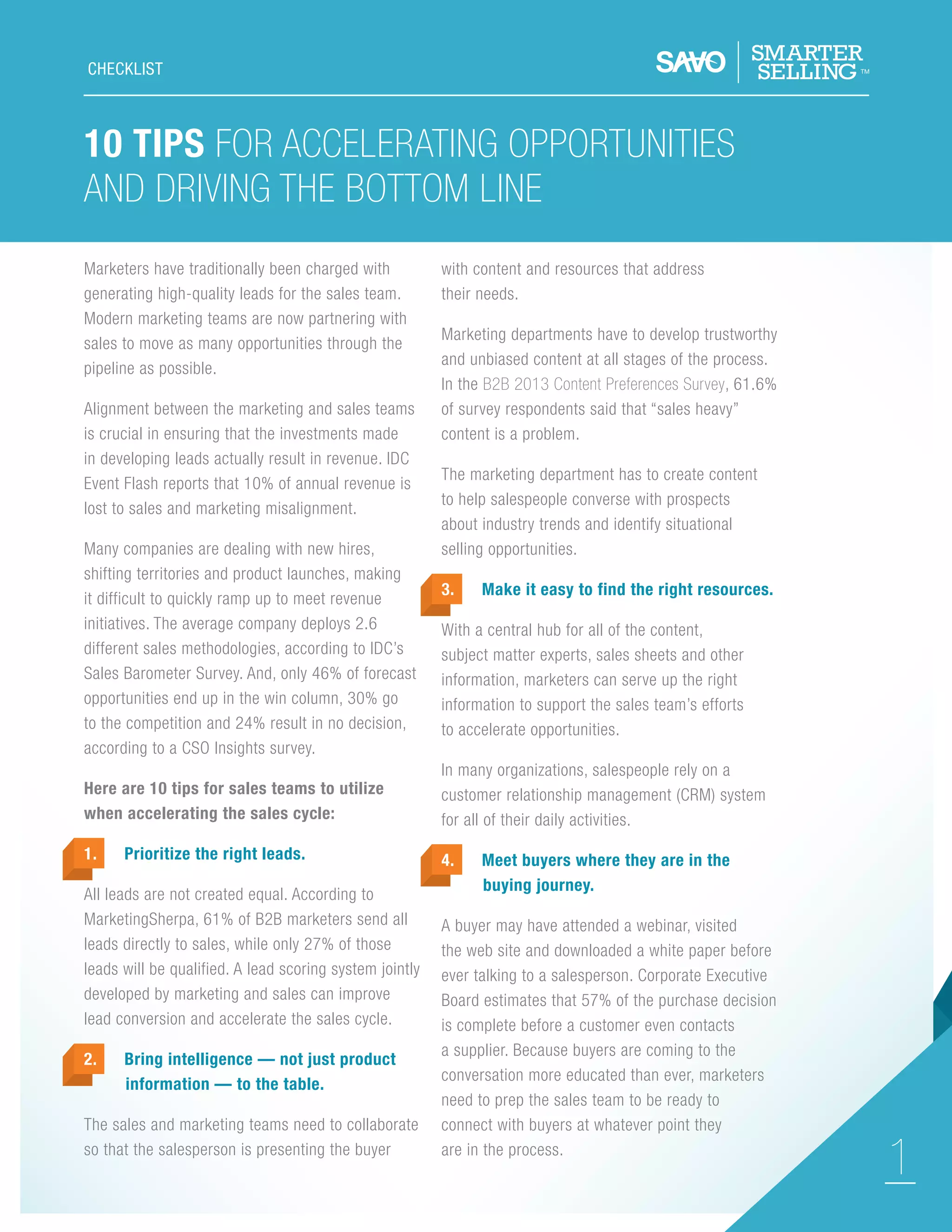 The Sales Rep Checklist: 10 Tips for Accelerating Opportunities and ...