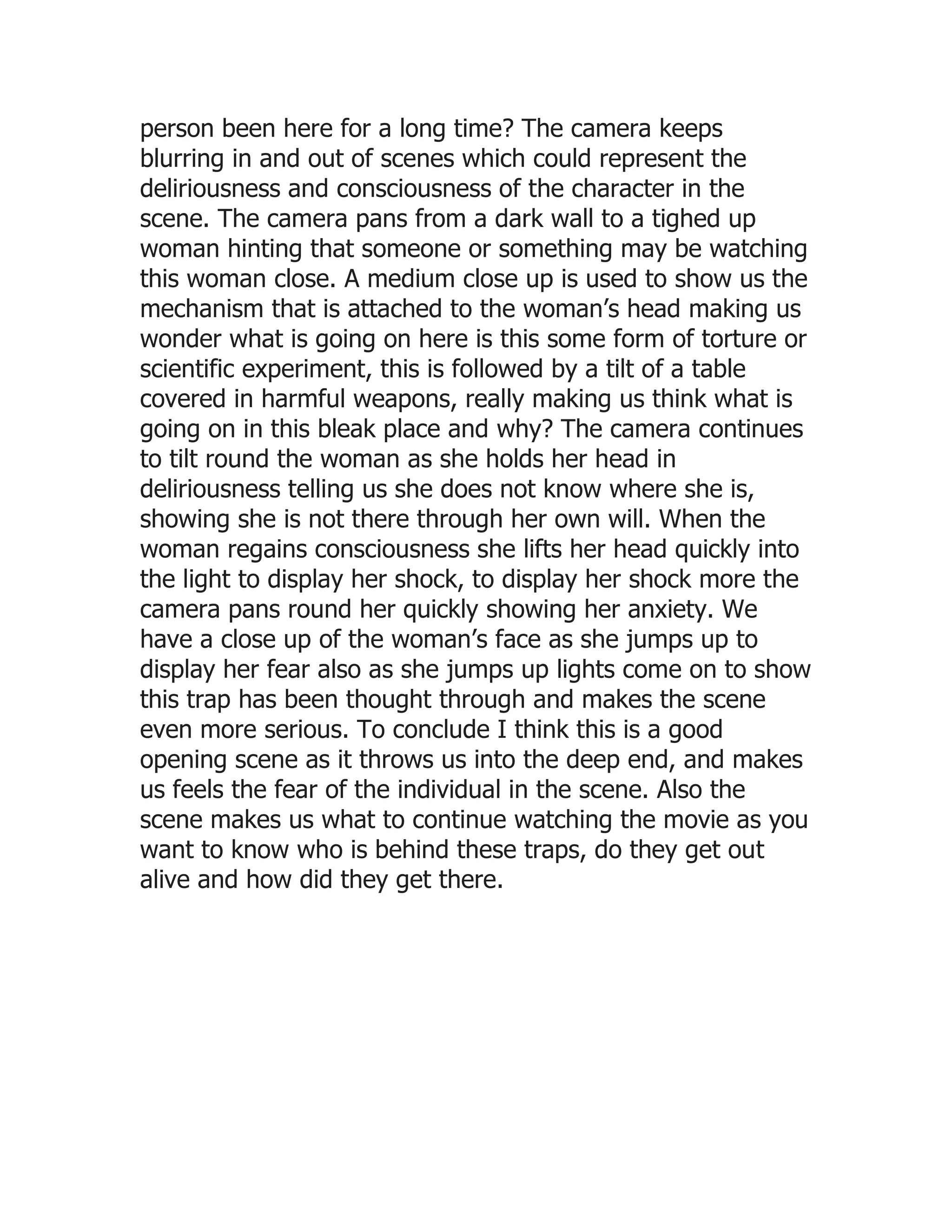 Saw iv opening scene analysis | DOCX