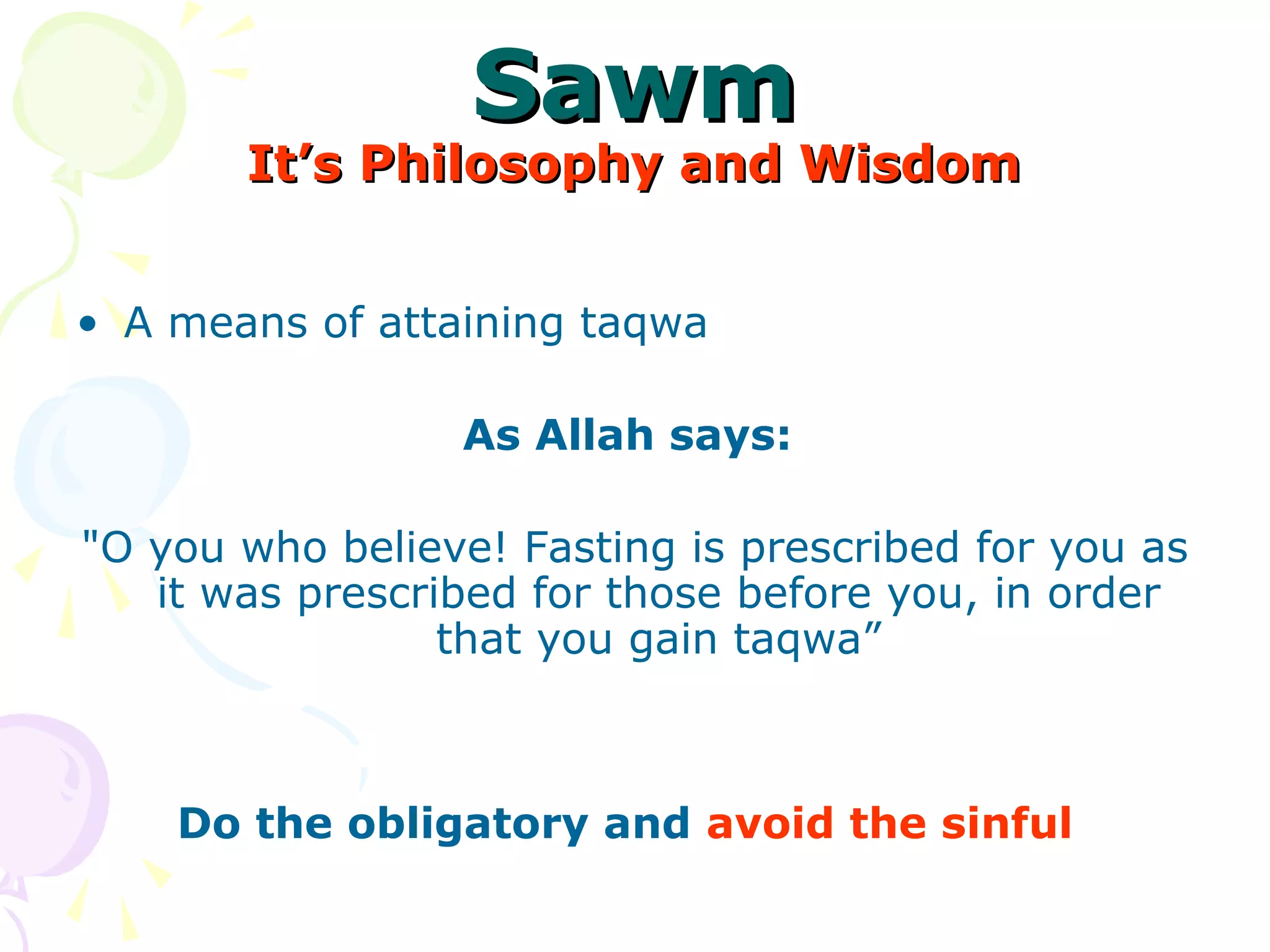 Sawm - the Islamic fast | PPS