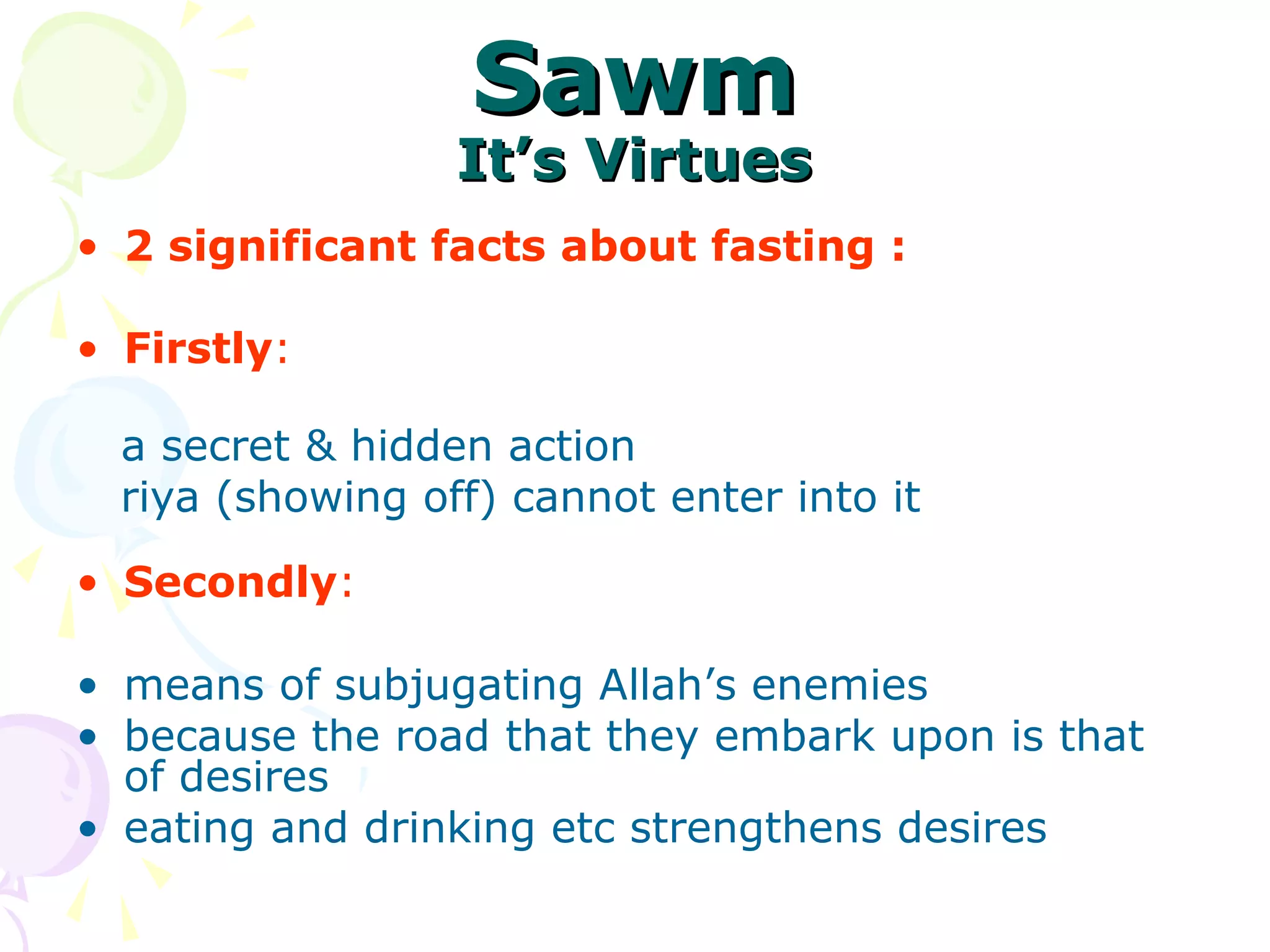 Sawm - the Islamic fast | PPS
