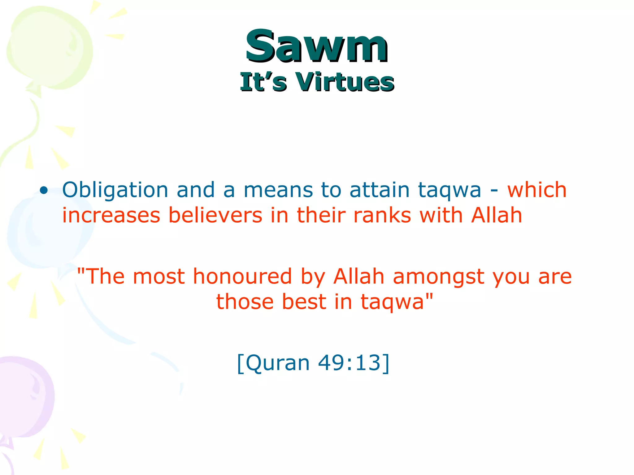 Sawm - the Islamic fast | PPS