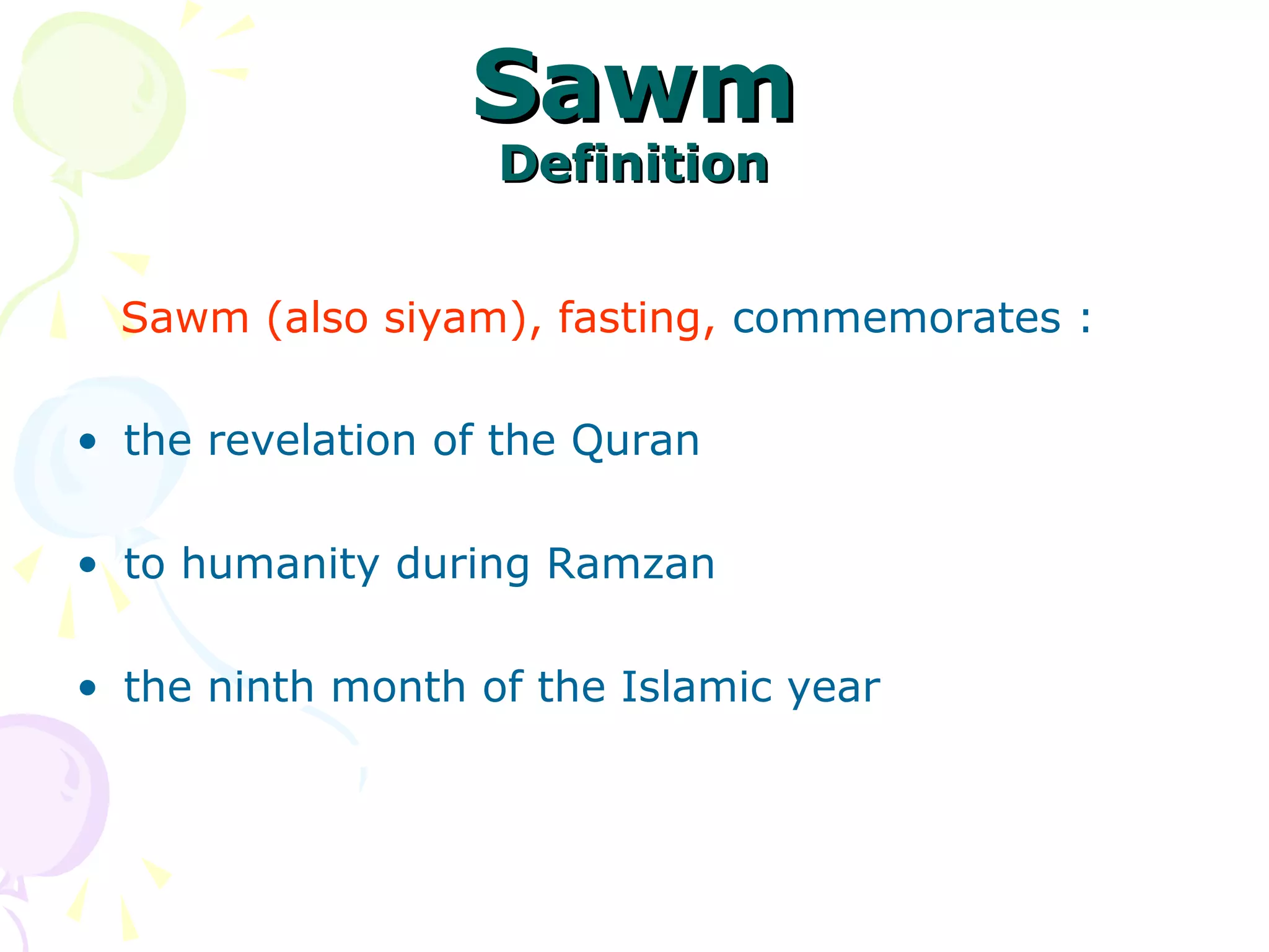 Sawm - the Islamic fast | PPS