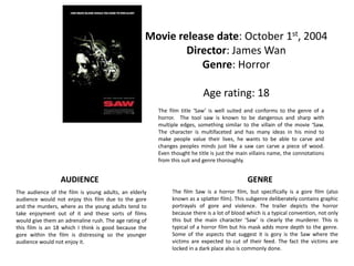 Saw movie trailer analysis | PPTX