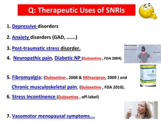 Serotonin Norepinephrine Reuptake Inhibitors (SNRIs) | PDF