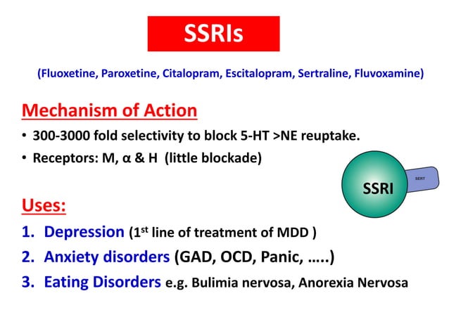Selective Serotonin Reuptake Inhibitors (SSRIs) | PPTX | Digestive ...