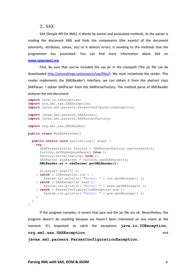 SAX, DOM & JDOM parsers for beginners | PDF