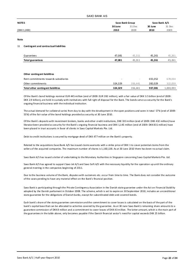 Saxo bank - half-year report 2010