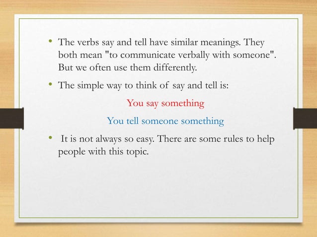 Say and tell | PPT