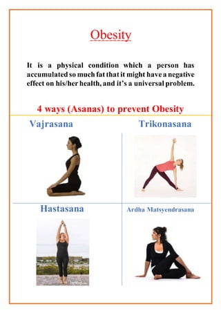 Physical Education Project on Asanas(yoga) Class 11 | DOCX