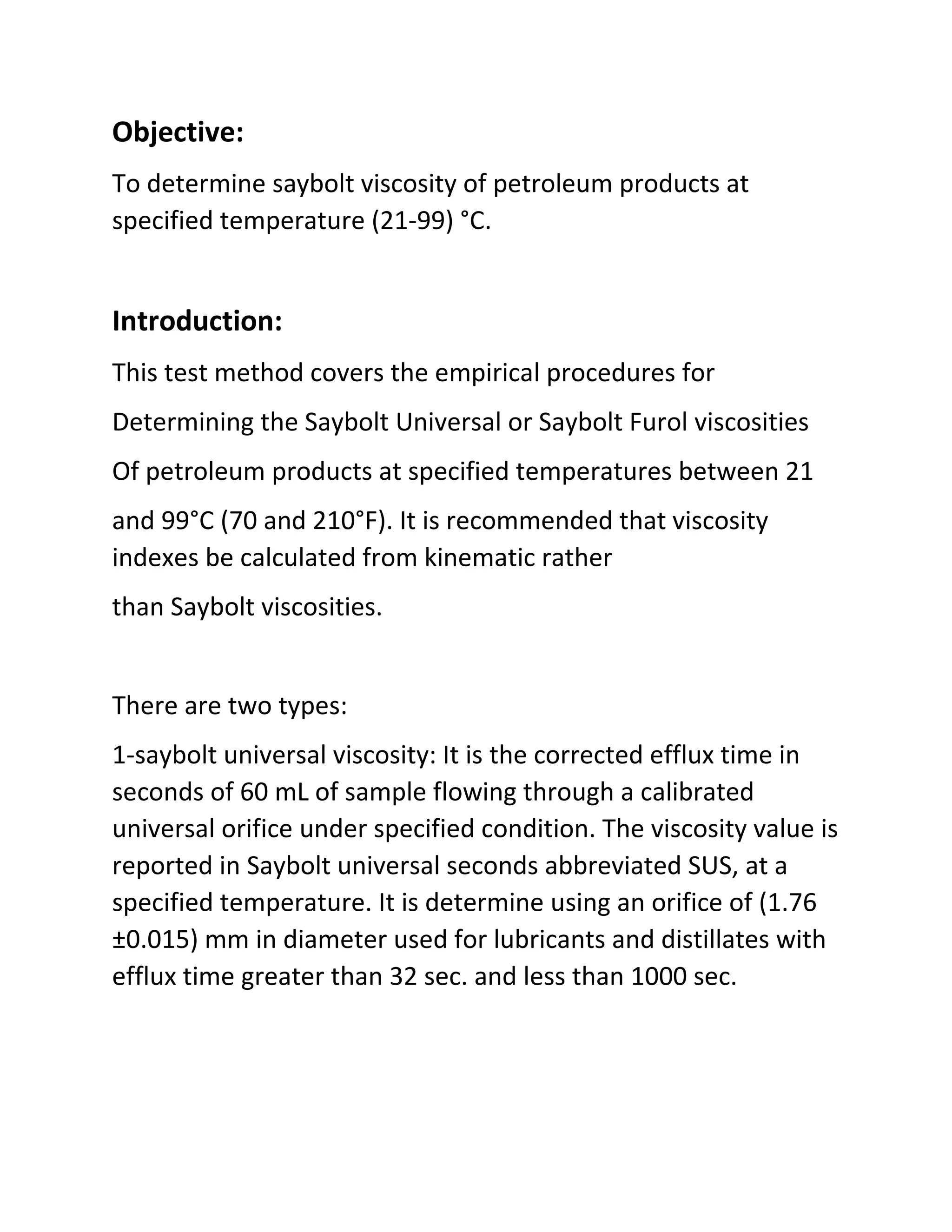 Saybolt viscosity | PDF