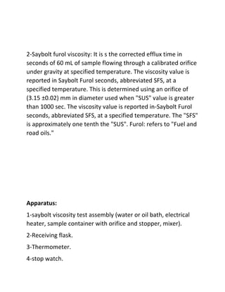 Saybolt viscosity | PDF