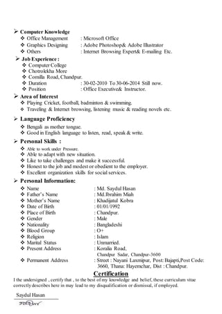 Md. Saydul Hasan Saeed CV | DOCX | Islam | Religion & Spirituality