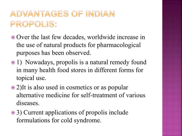 Antioxidant activity of Indian propolis and its chemical constituents | PPT
