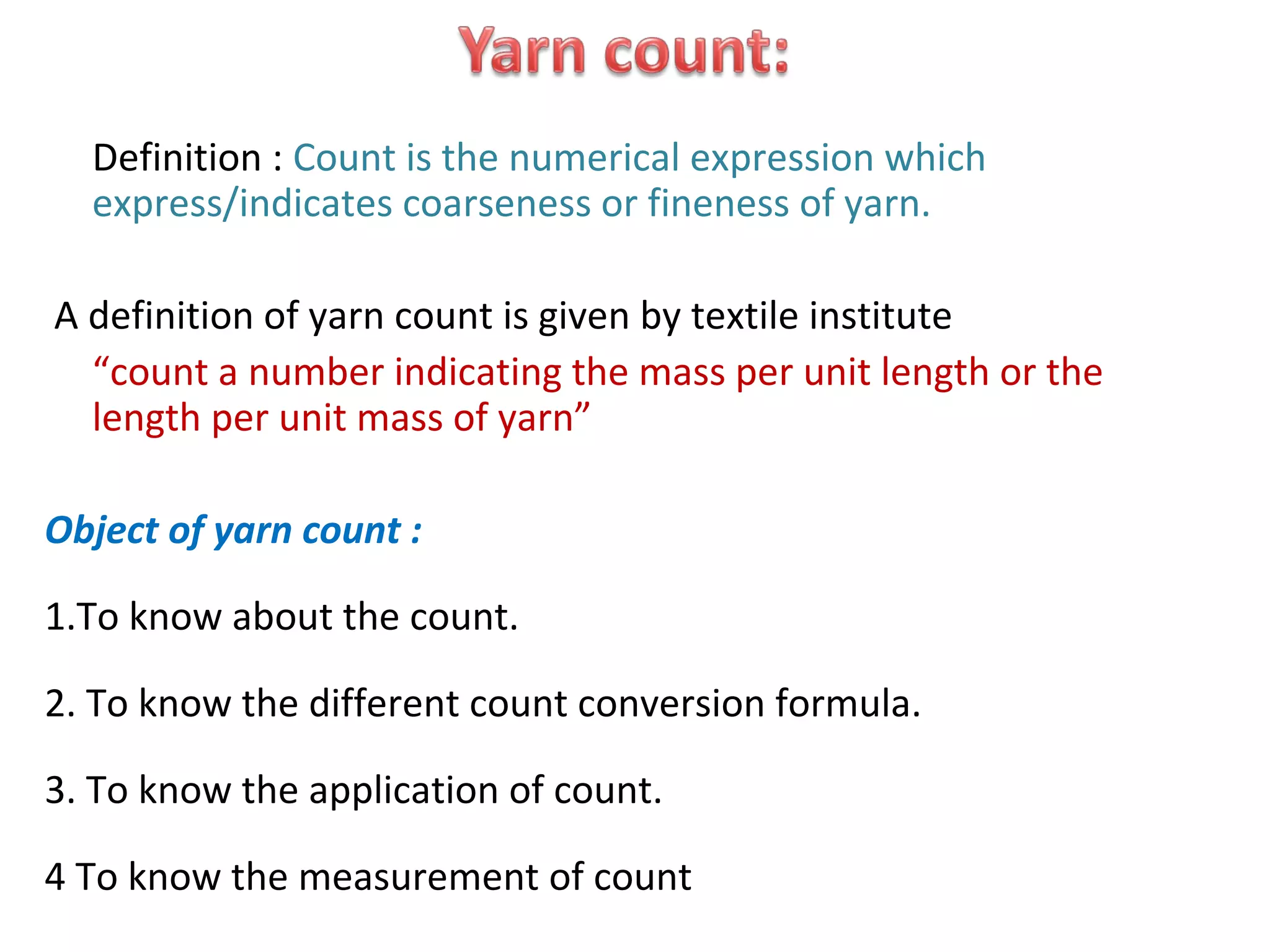 Yarn Count | PPT