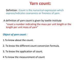 Yarn Count | PPT | Needlework | Arts and Crafts