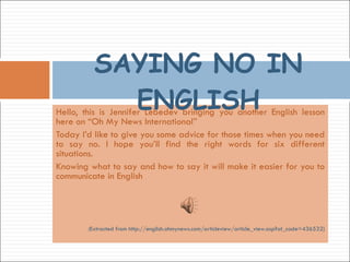 SAYING NO | PPT