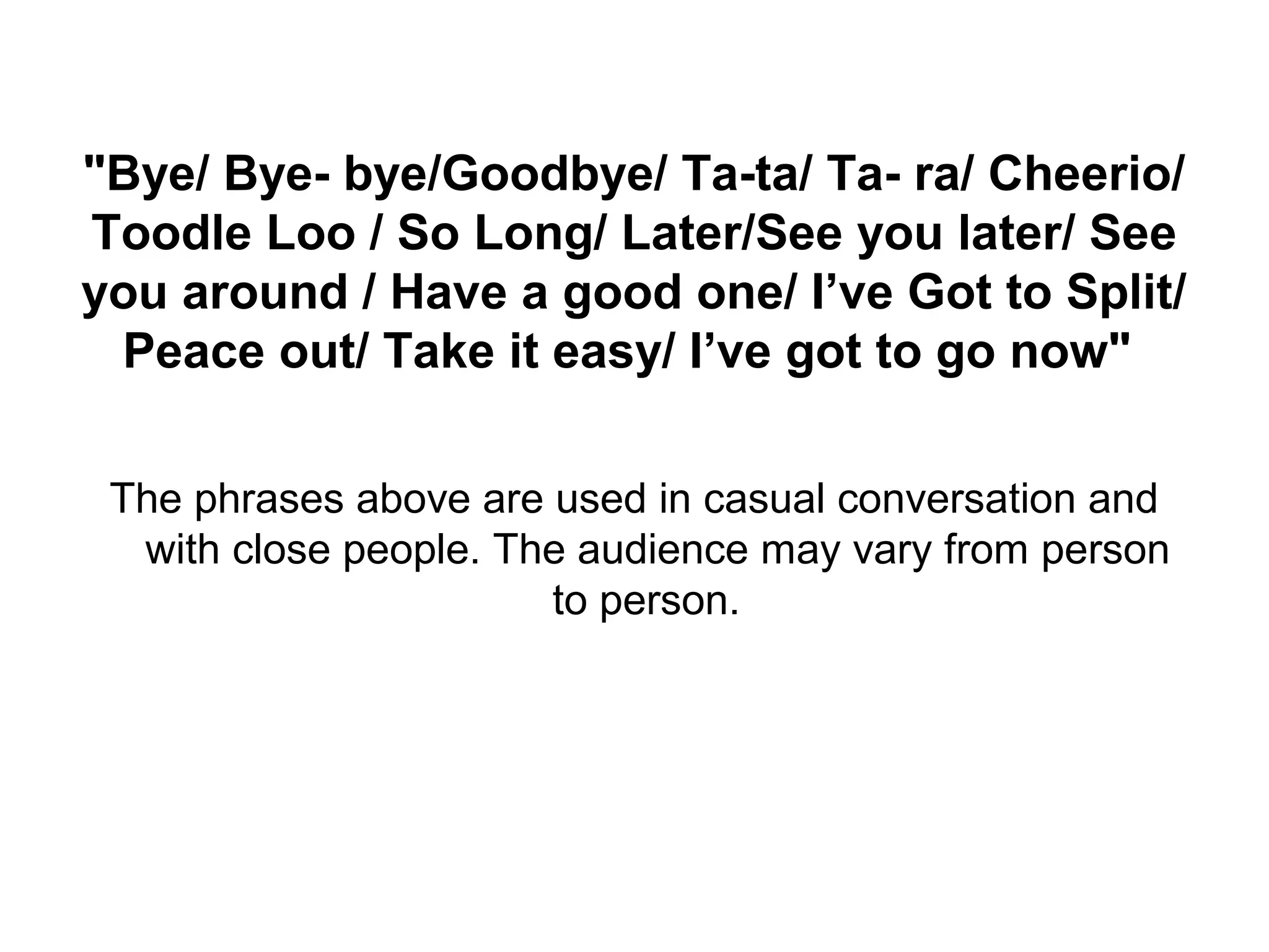 Saying "Goodbye" in English | PPT