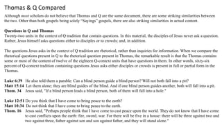 Saying Gospels G And the Gospel of Thomas | PPTX