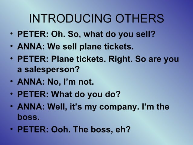 Saying hello introducing | PPS