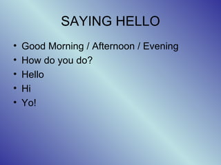 Saying hello introducing | PPS