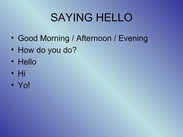 Saying hello introducing | PPS