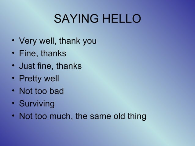 Saying hello introducing | PPS