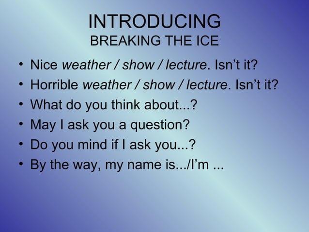 Saying hello introducing | PPS