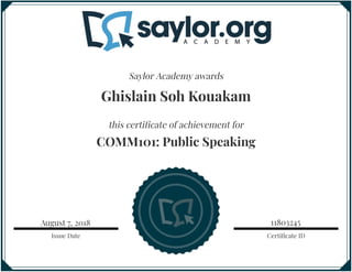Certificate in Public Speaking - Saylor Academy | PDF