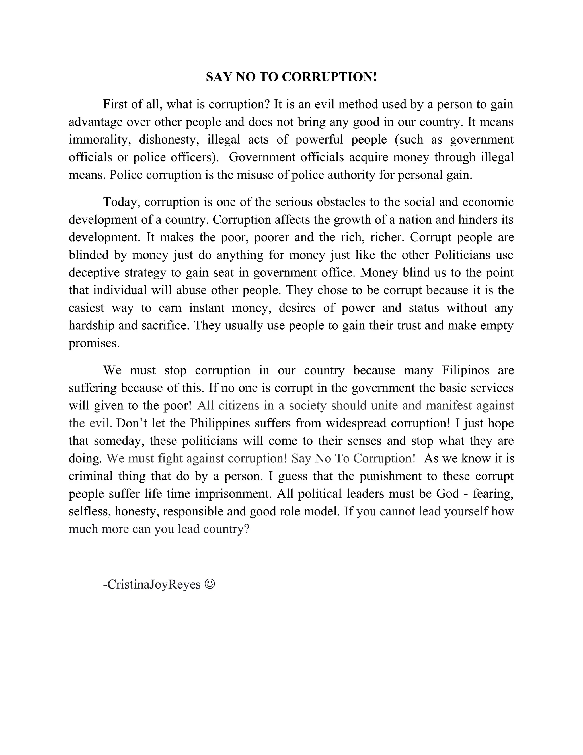 Say No To Corruption | DOC