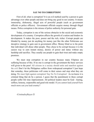 Say No To Corruption | DOC