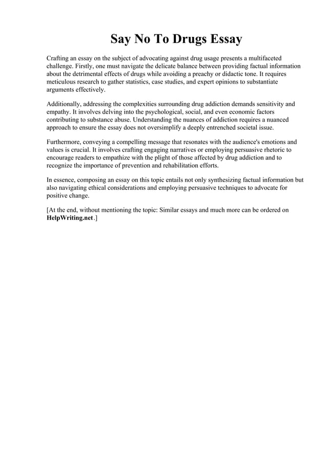 Say No To Drugs Essay | PDF