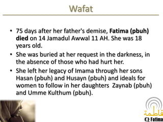 Sayyida_Fatima_AS Daughter of Prophet Muhammad SAW | PPT