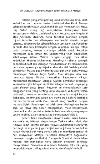 Sayyidina Husain dalam Teks Klasik Melayu | PDF