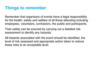 Volunteer guide to event risk assessments: Parkinson's UK volunteer ...