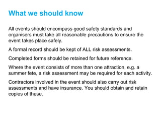 Volunteer guide to event risk assessments: Parkinson's UK volunteer ...