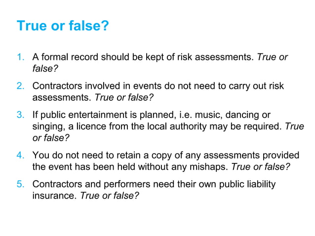 Volunteer guide to event risk assessments: Parkinson's UK volunteer ...