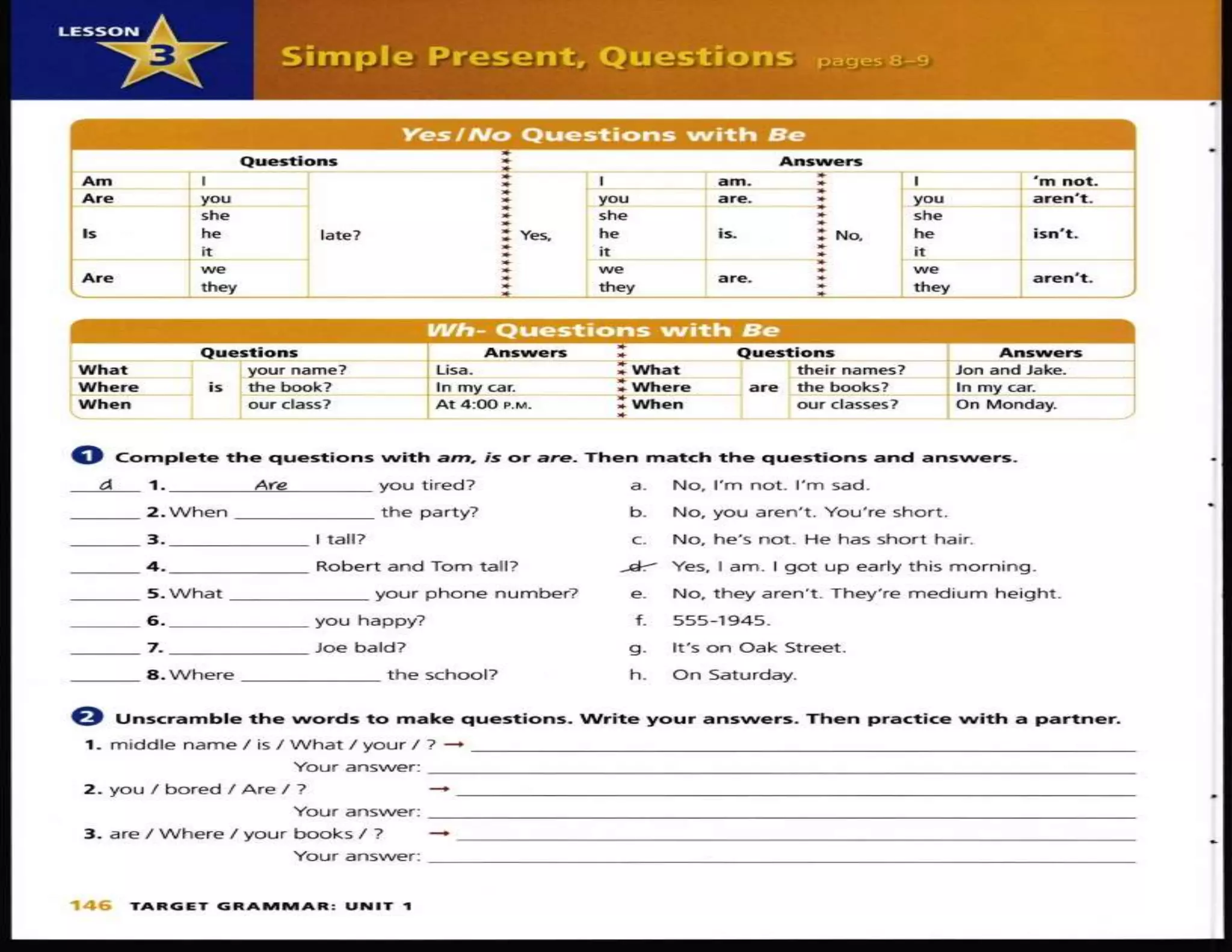 SB 2 Simple Present, Questions | PPTX
