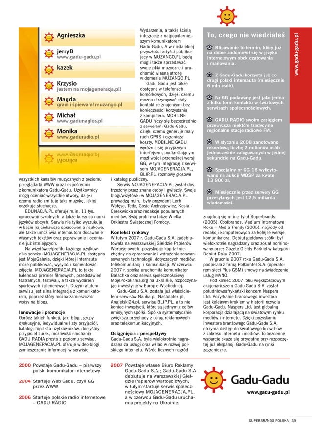 Case study marki Gadu-Gadu z Albumu Superbrands Polska 2008 | PDF