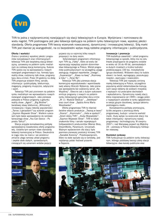 Case study marki TVN z Albumu Superbrands Polska 2008 | PDF